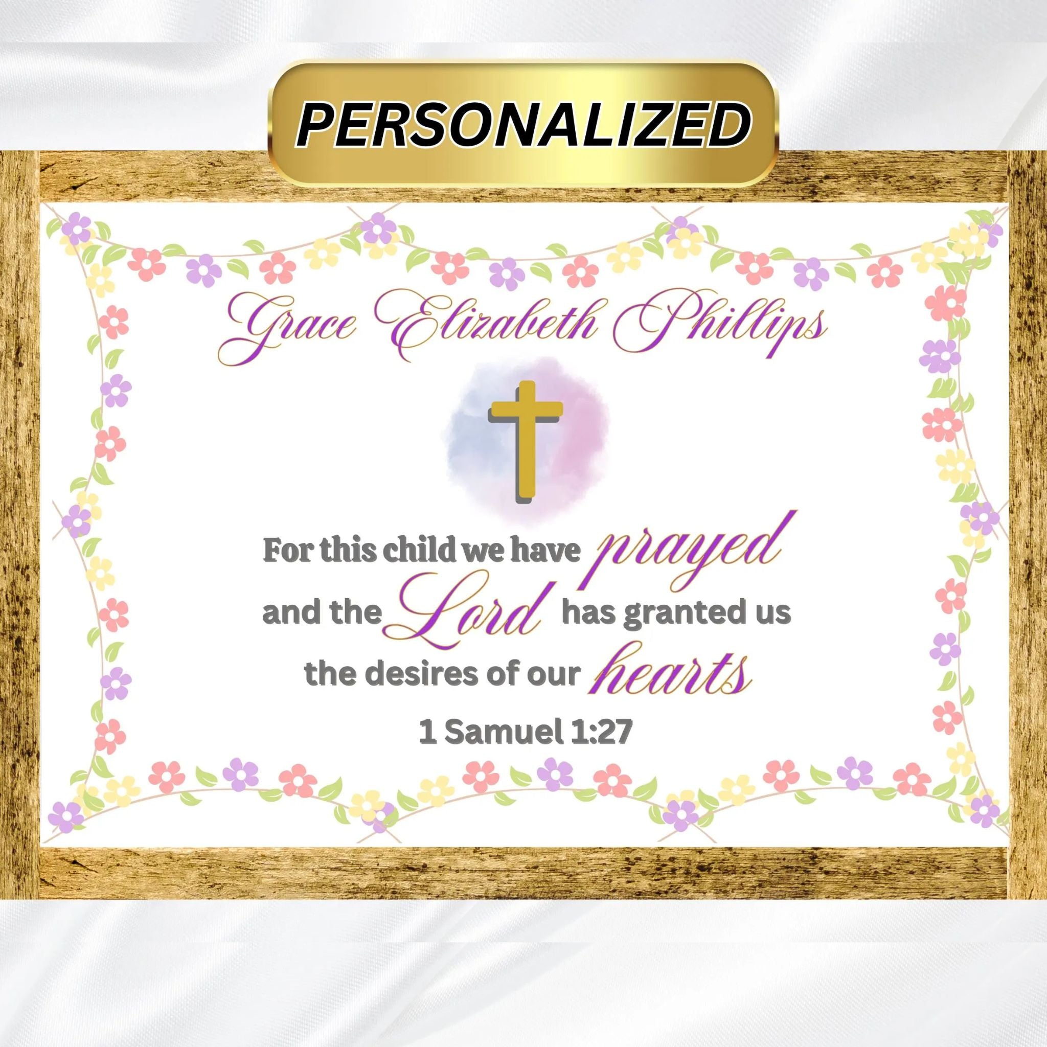 1 Samuel 1:27 Sign For This Child We Have Prayed Christian Wall Decor ...