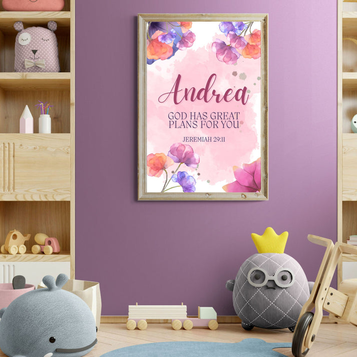 Jeremiah 29:11 Poster Print God Has Great Plans For You Personalized C ...