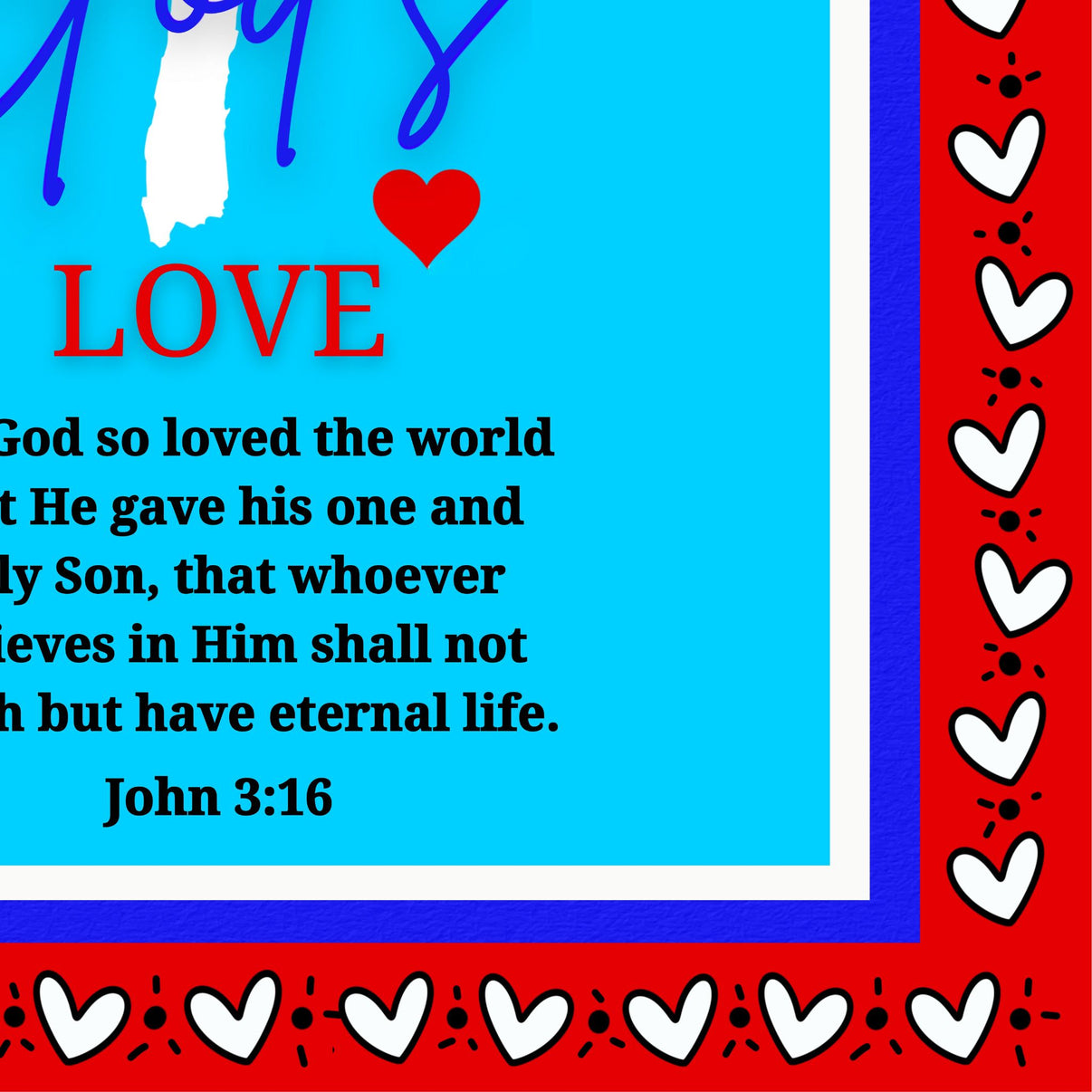 John 3:16 Bible Verse Print For God So Loved the World Poster Wall Art ...