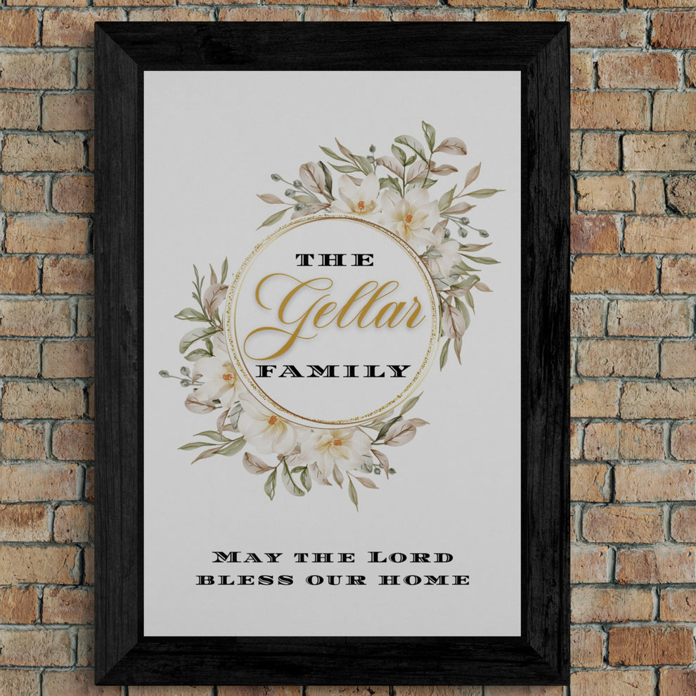 Personalized Custom Made Last Name Sign Christian Wall Art Flower Prin ...
