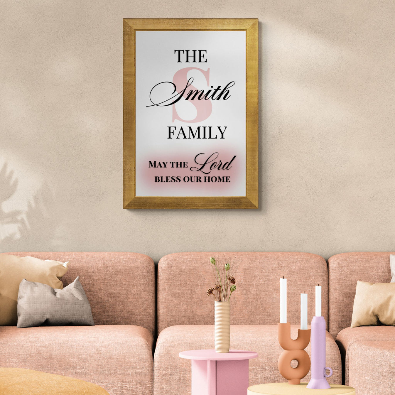 Personalized Custom Made Last Name Sign Christian Wall Art Lord Bless ...