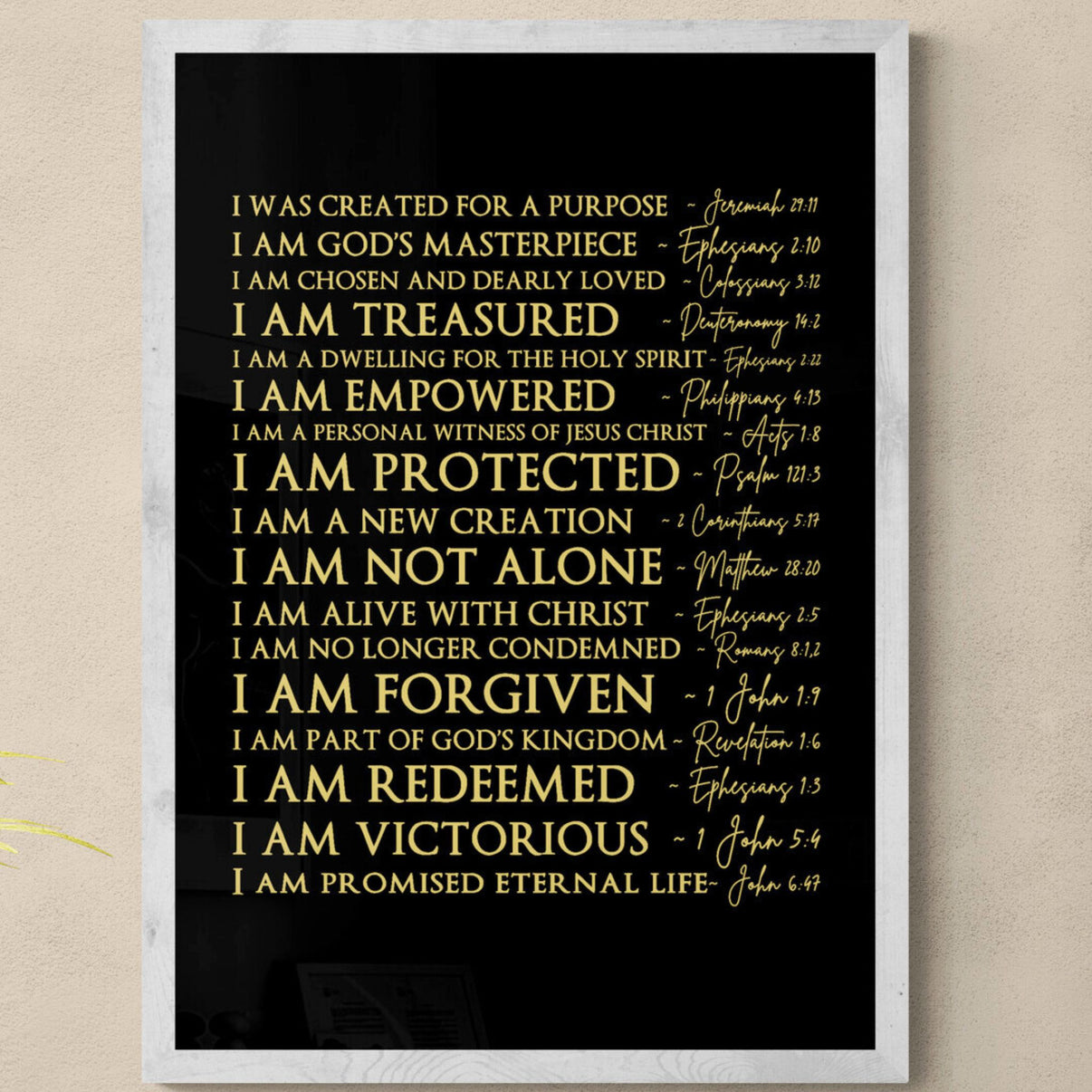 I was Created For a Purpose Christian Wall Art Bible Verse Print God's ...