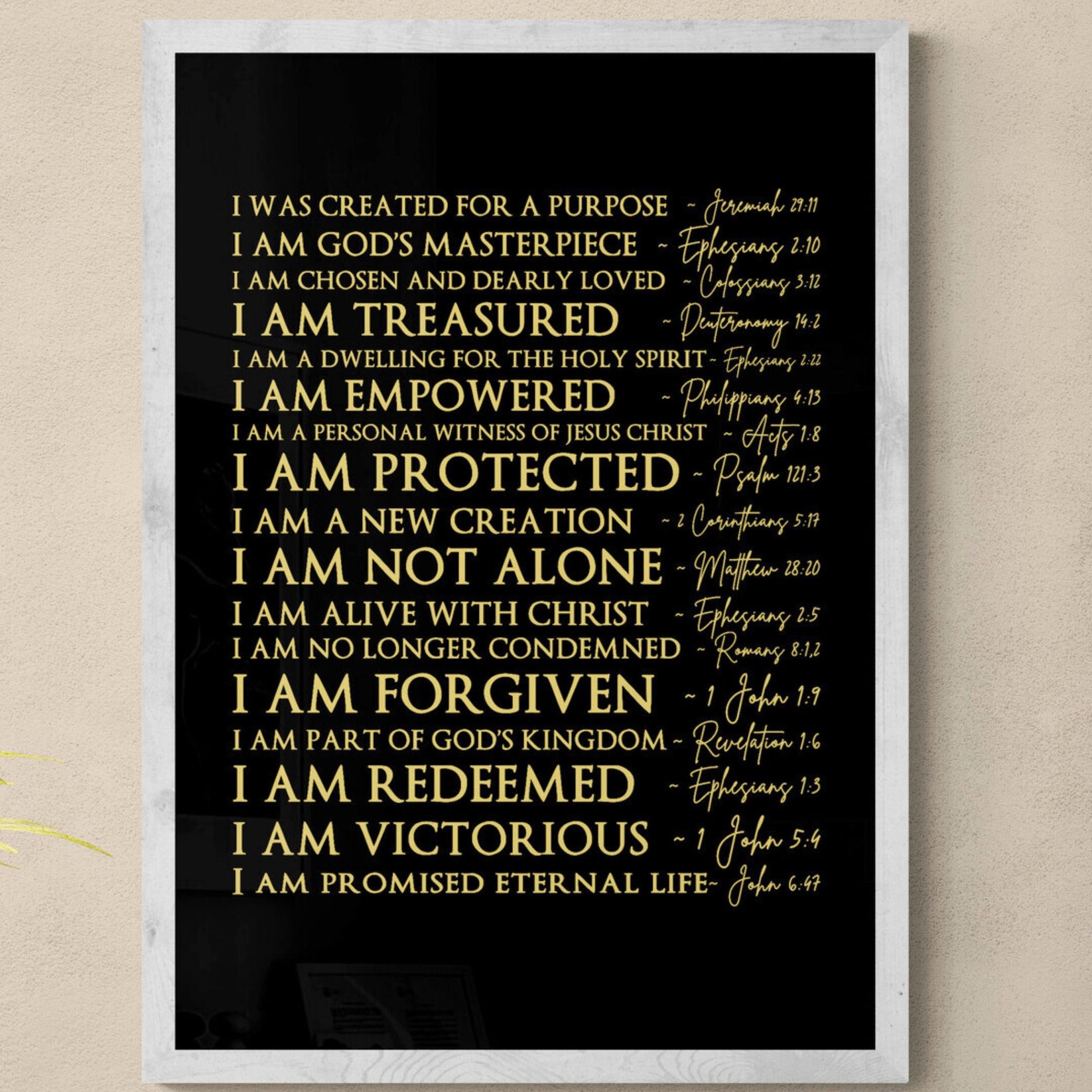 I was Created For a Purpose Christian Wall Art Bible Verse Print God's ...