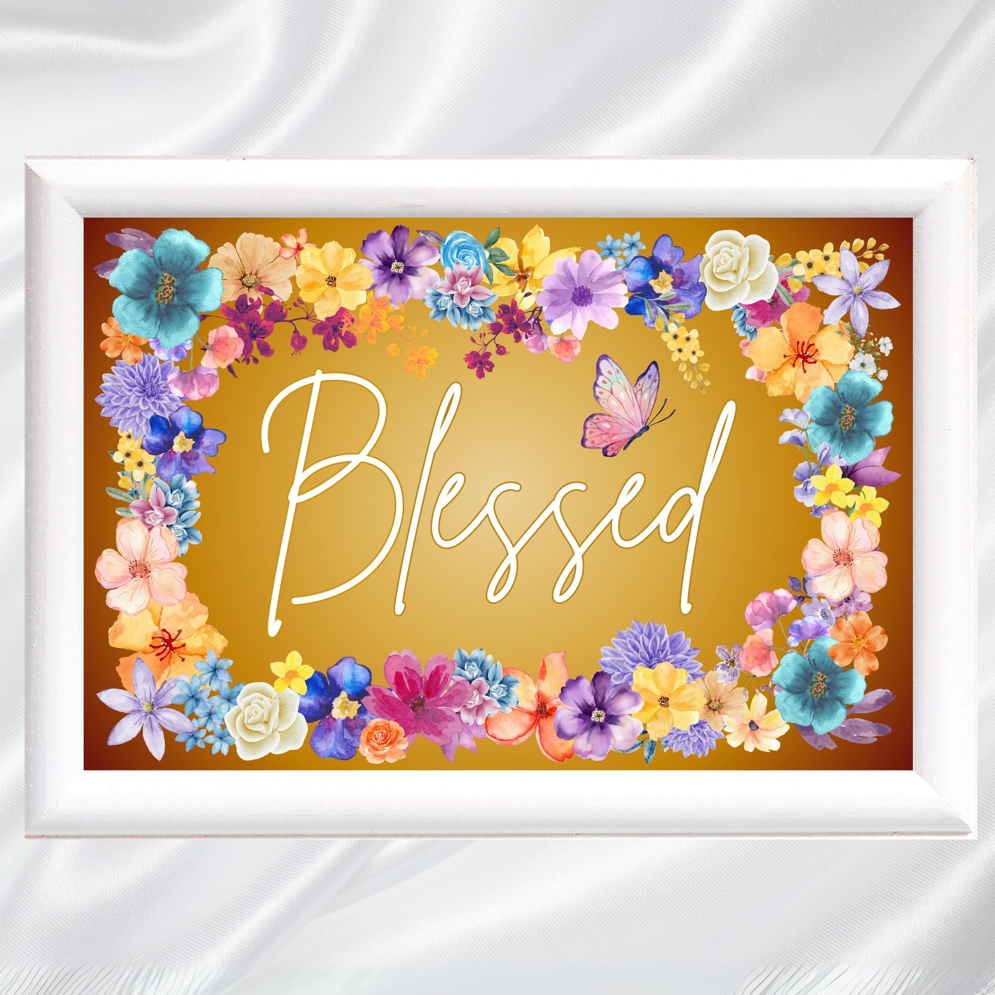 Blessed Sign Gratitude Poster Religious Print God's Blessings Mosaic o ...