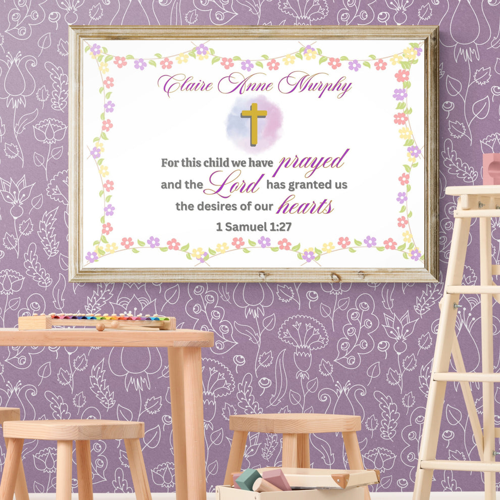 1 Samuel 1:27 Sign For This Child We Have Prayed Christian Wall Decor ...