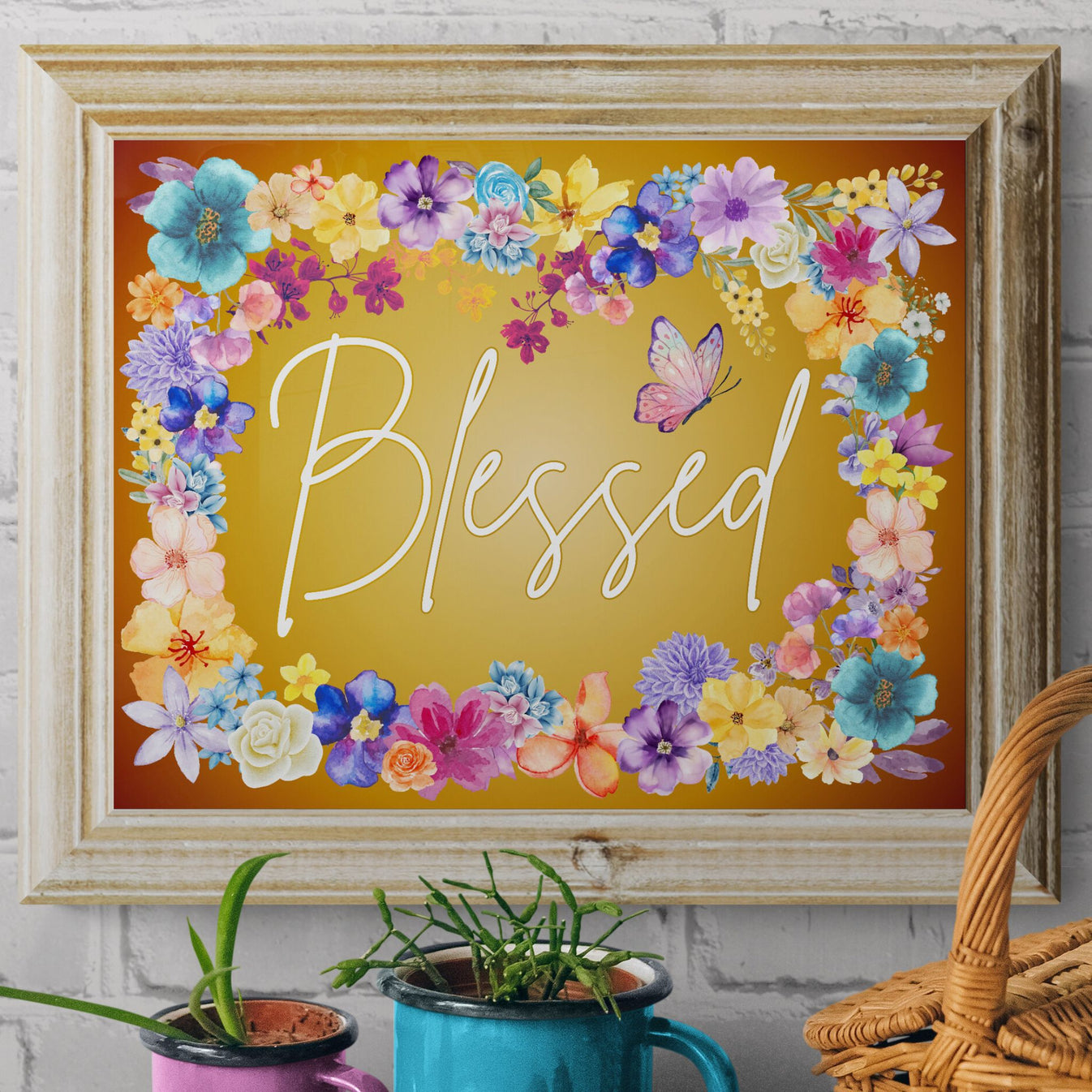 Blessed Sign Gratitude Poster Religious Print God's Blessings Mosaic o ...