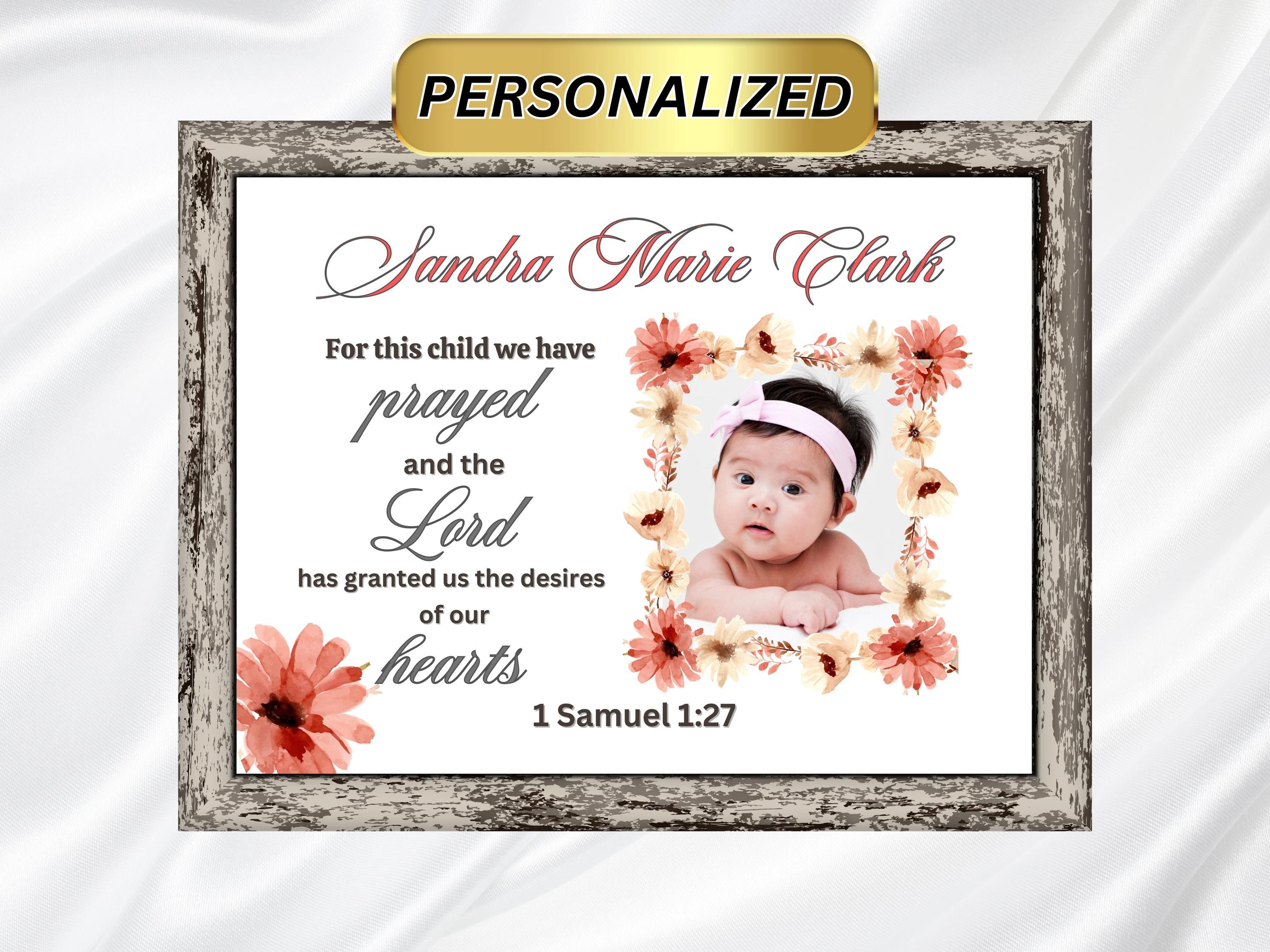 1 Samuel 1:27 Sign For This Child We Have Prayed Personalized Nursery ...