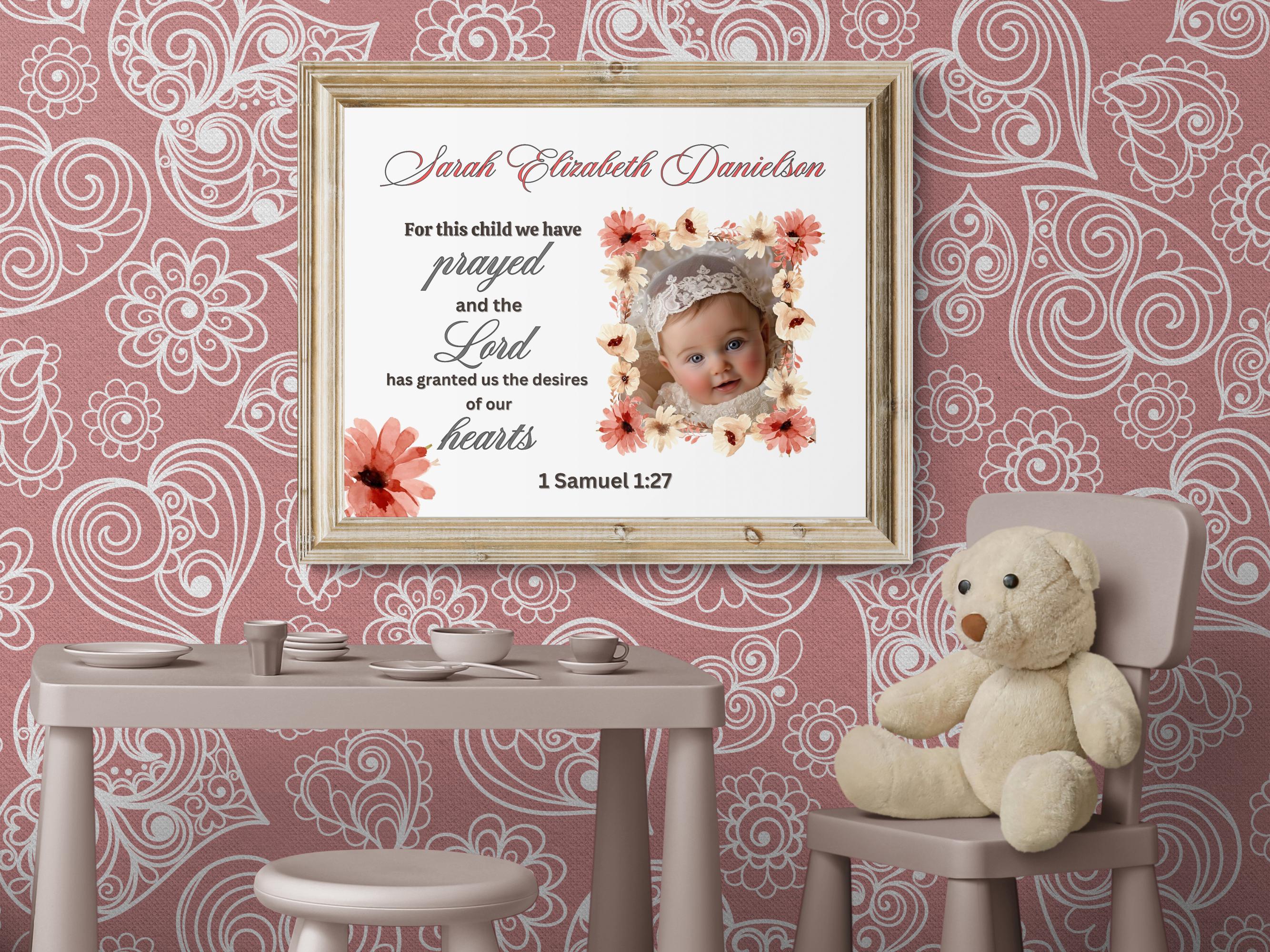 1 Samuel 1:27 Sign For This Child We Have Prayed Personalized Nursery ...