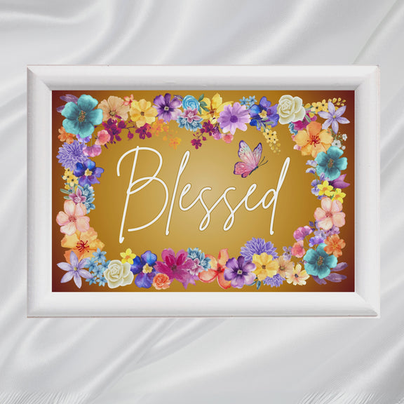 Blessed Sign Gratitude Poster Religious Print God's Blessings Mosaic o ...
